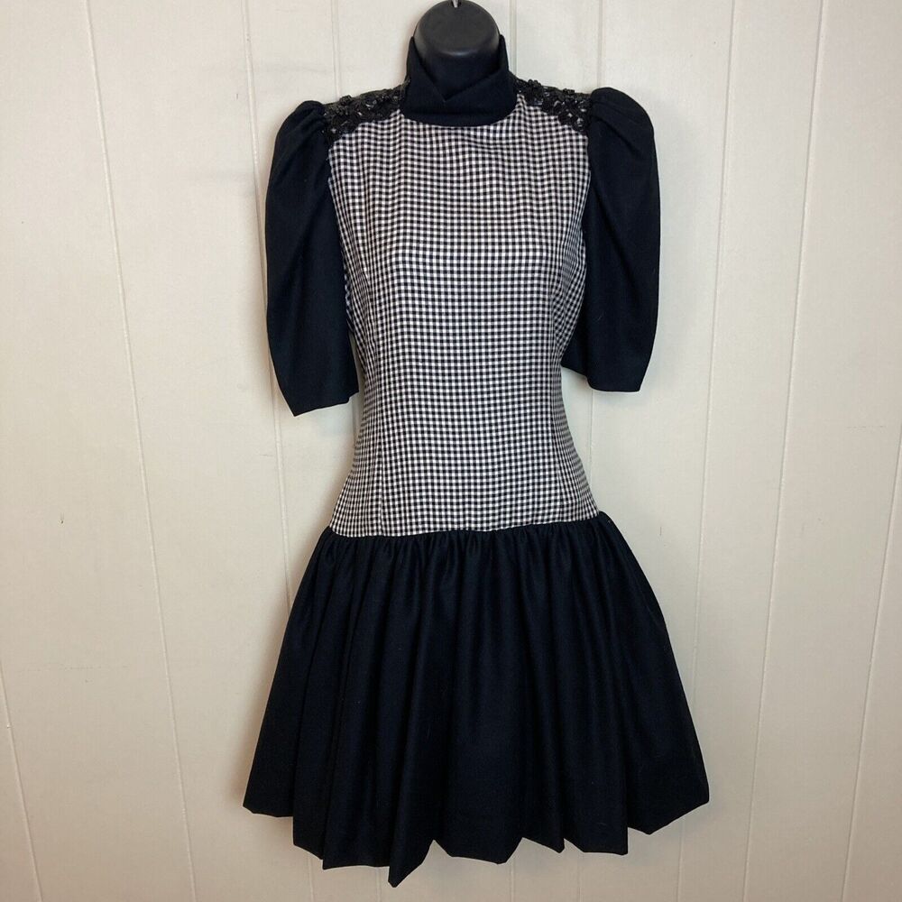 Vintage Checkered Puffy Prom Dress Xs Evening Formal … - Gem